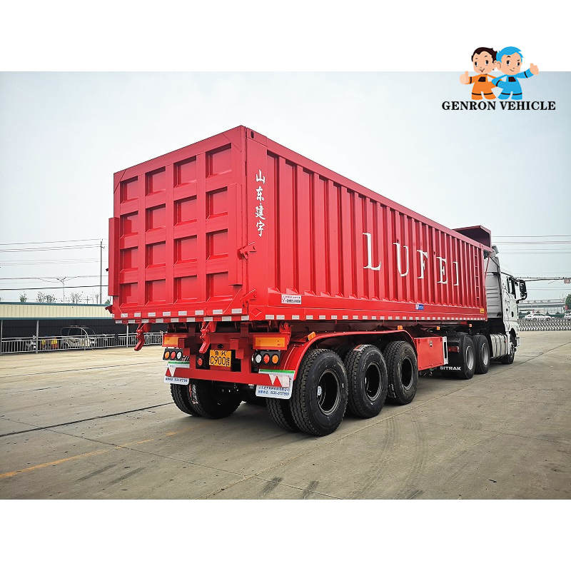 3 Axles 5 Axles Genron Brand Rear Dumping Truck Cargo Semi Trailer With ...