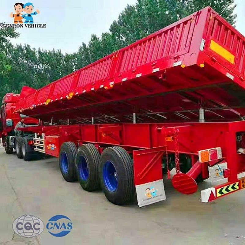 3 Axles 40FT Side Dump Tipper Semitrailer Delivery Containers Export To ...
