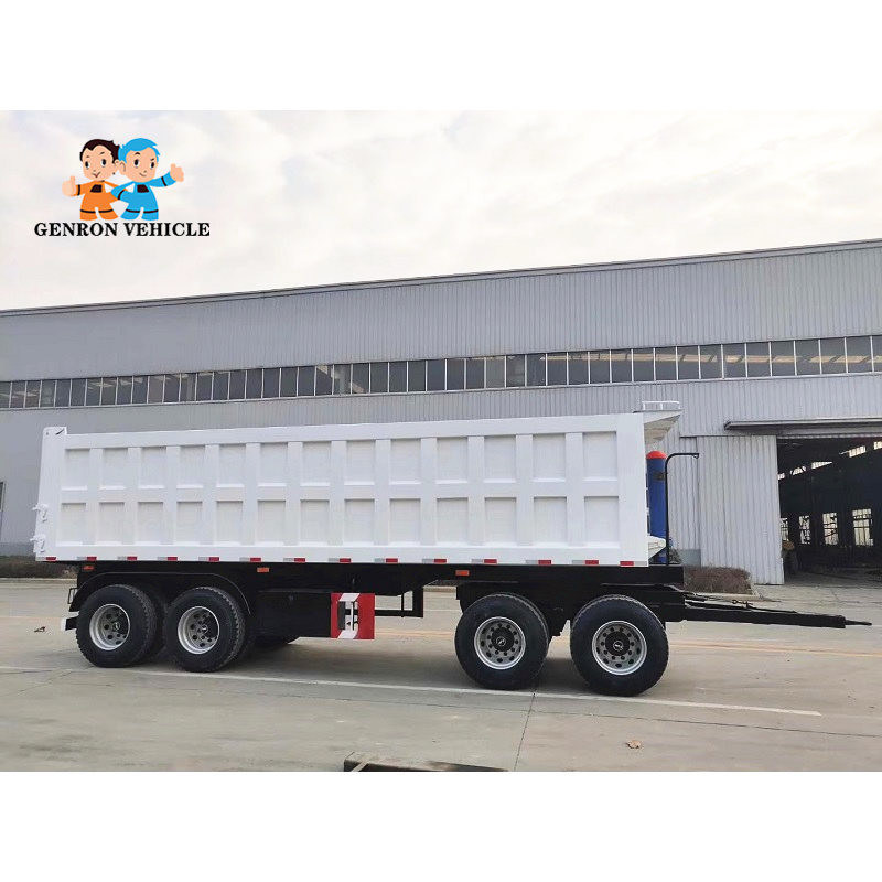 2 Axles Heavy Duty Genron Brand Rear Tipping Truck Semitrailer Delivery ...