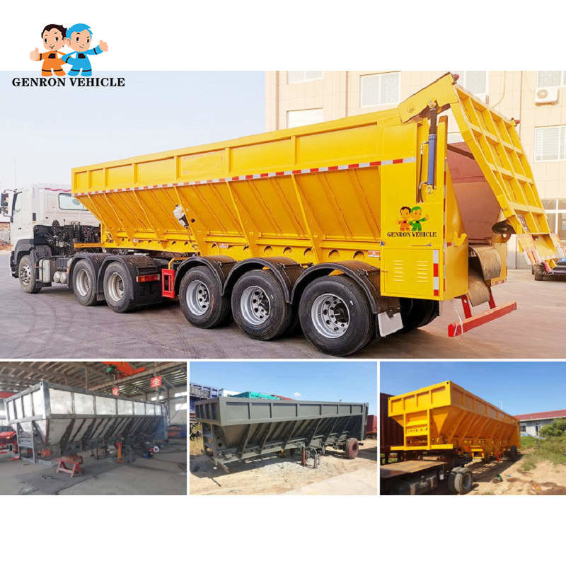 V - Type Heavy Duty Genron Brand 60 Tons Crawler Dumping Semi Truck Trailer