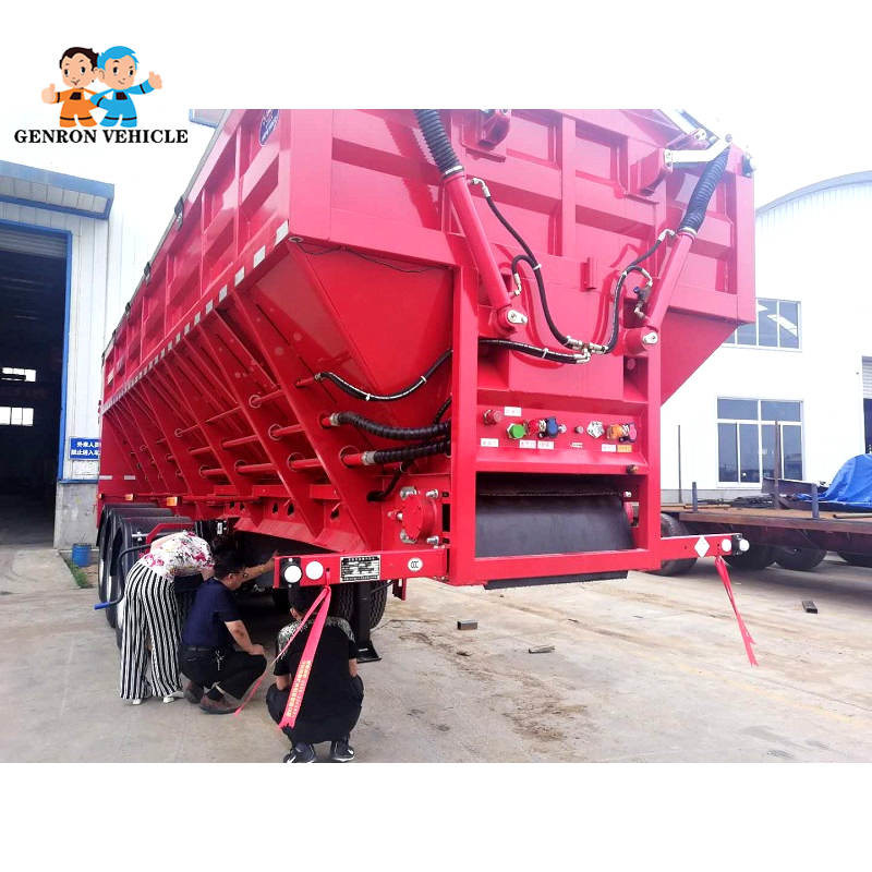 Used to Delivery Carbon 3 Axles Crawler Dump Semitrailer Genron Brand ...