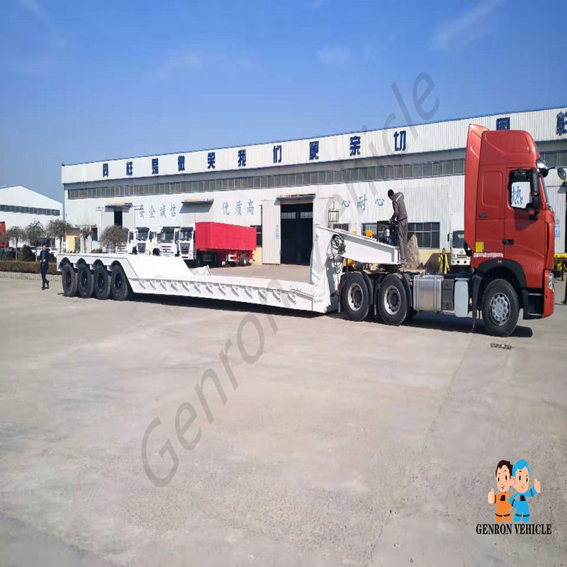 Gooseneck 100T Heavy Duty Low Bed Trailers Detachable For Car Transport
