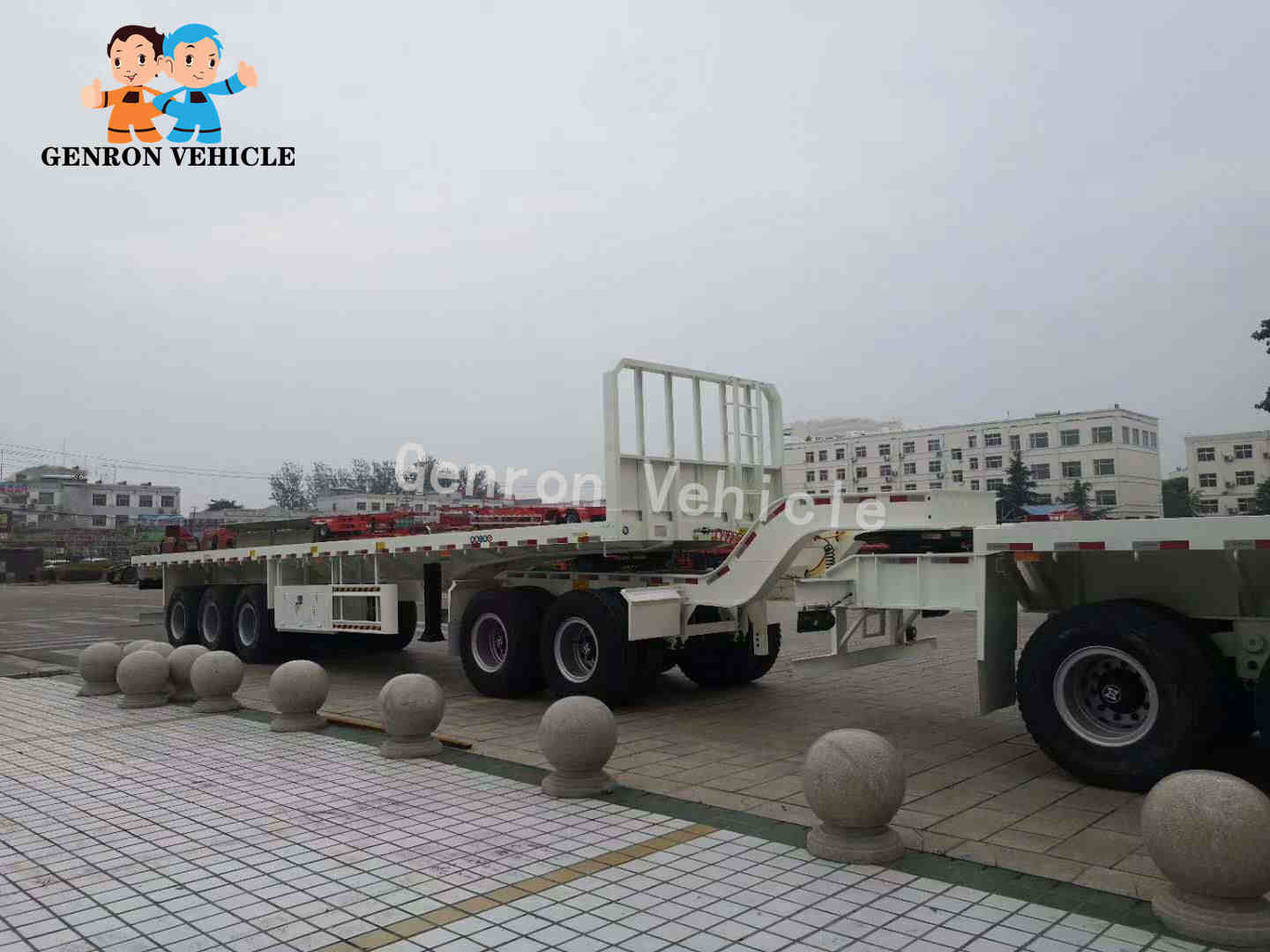 Genorn 20ft 40ft Flatbed Semi Trailer For Cargo Loading 60T