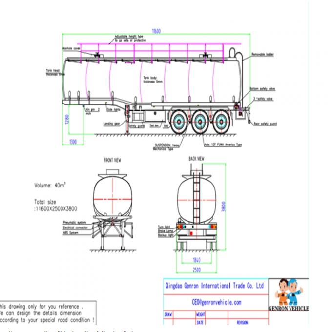 Road Transport Carbon Steel 50000L Water Hauling Tanks Trailers
