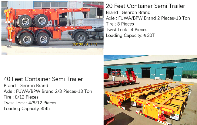 12 Meters Heavy Loading Skeletal 30T Container Semi Trailer