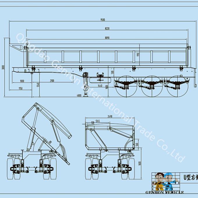 3 Axles 40FT Side Dump Tipper Semitrailer Delivery Containers Export To ...