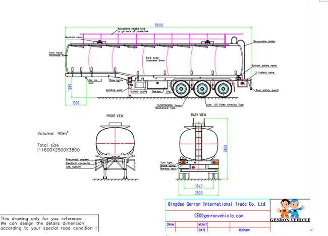 Gas Leak Protection Modular 25000L Hydrogen Liquid Tanker Trailer