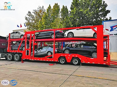 Two Loading Floors SUV Q235 60FT Semi Truck Car Hauler