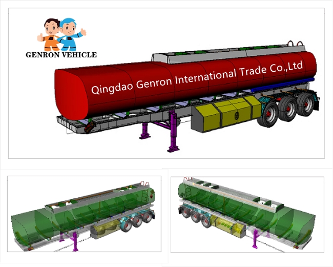 I Beam Triaxles Diesel 45m3 Liquid Tanker Trailer With Cat Walk