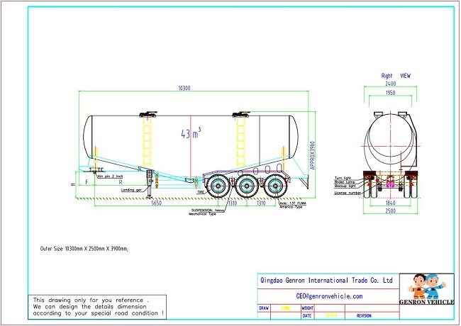 Pneumatic Bottom Loading BPW 55CBM Dry Bulk Tanker Trailer