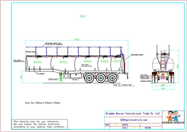 Tri Axles Aluminium Crude Oil 35CBM 35000L Semi Tanker Trailer