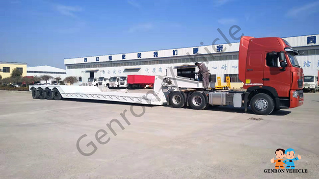 12kw 80-100 Tons Transport Genron Low Bed Semi Trailer