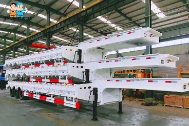 Extendable 3 Axles Genron Semi Truck Flatbed Trailer
