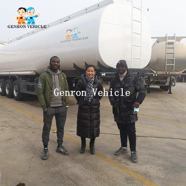 Genron Vehicle Bulk Cement Tanker Semi Trailer With HOWO Tractor