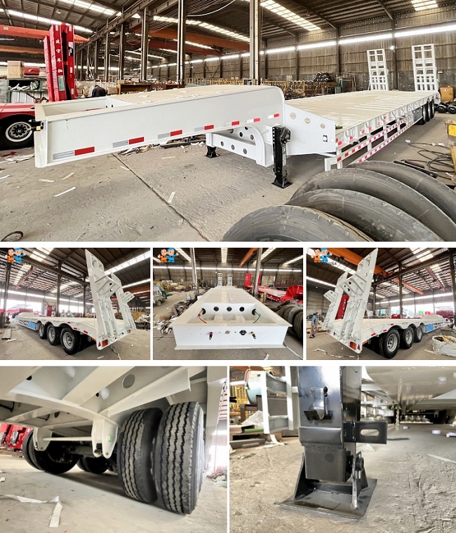 3 / 4 Axles low bed trailer low loaders for construction machinery ...